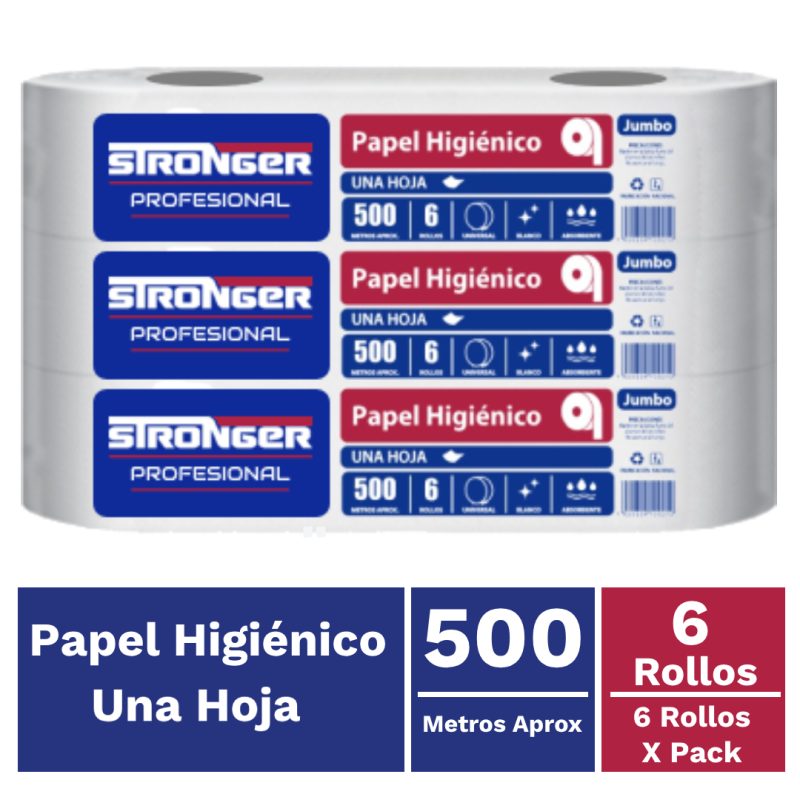 PAPEL HIGIÉNICO 6 X 500 STRONGER - Full Papeles